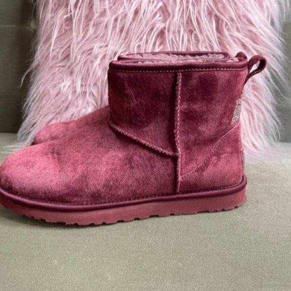 UGG | Shoes | Authentic Ugg Classic Mini Swarovski Crystal Bow Low Boots Size 9 | Poshmark